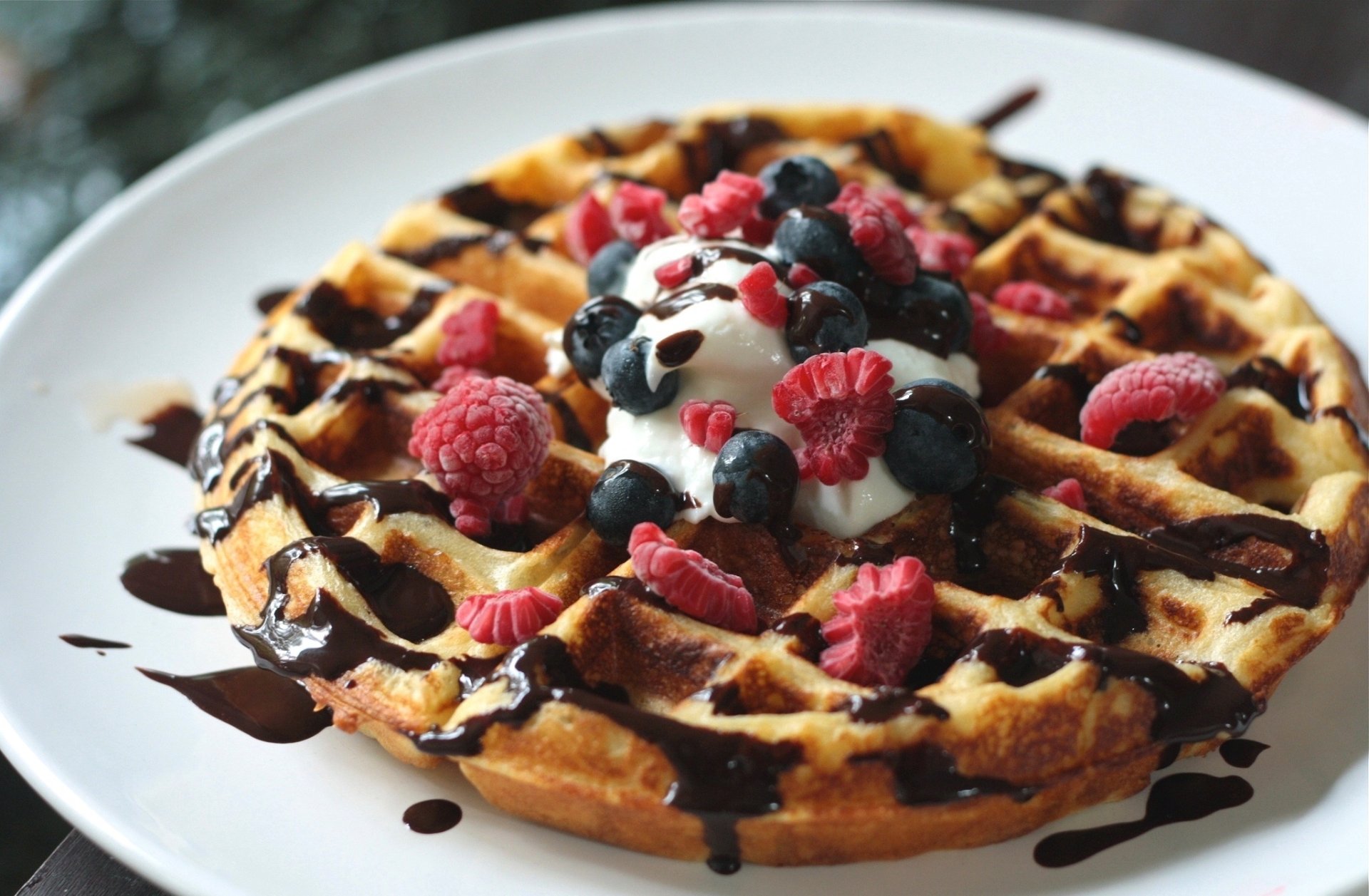 Download Breakfast Food Waffle HD Wallpaper