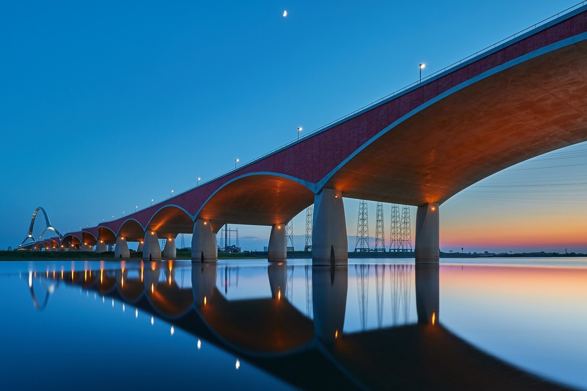 Download Reflection Night Man Made Bridge HD Wallpaper | 2048x1365 ...