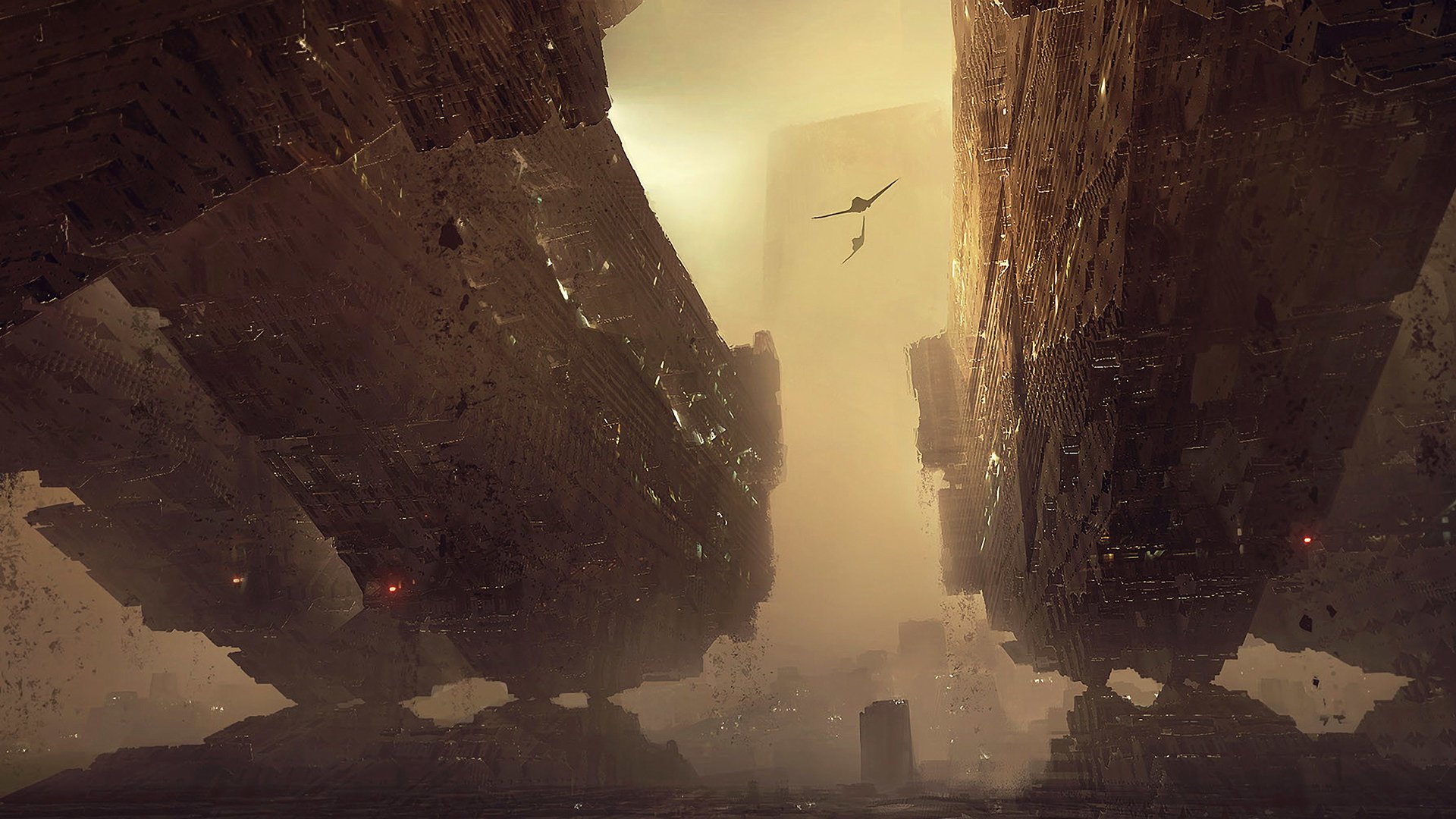 Suspended Citadels — Sci‑Fi Building HD Wallpaper by Emmanuel Shiu ...