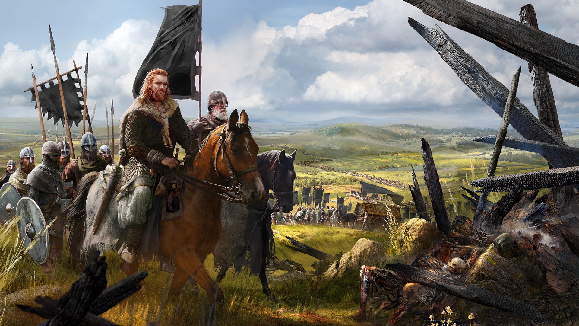Viking Warrior on Horseback - Epic Fantasy HD Wallpaper by Marta Grajper