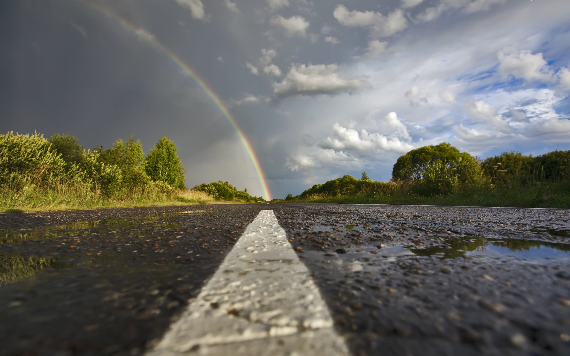 Download Road Nature Rainbow HD Wallpaper