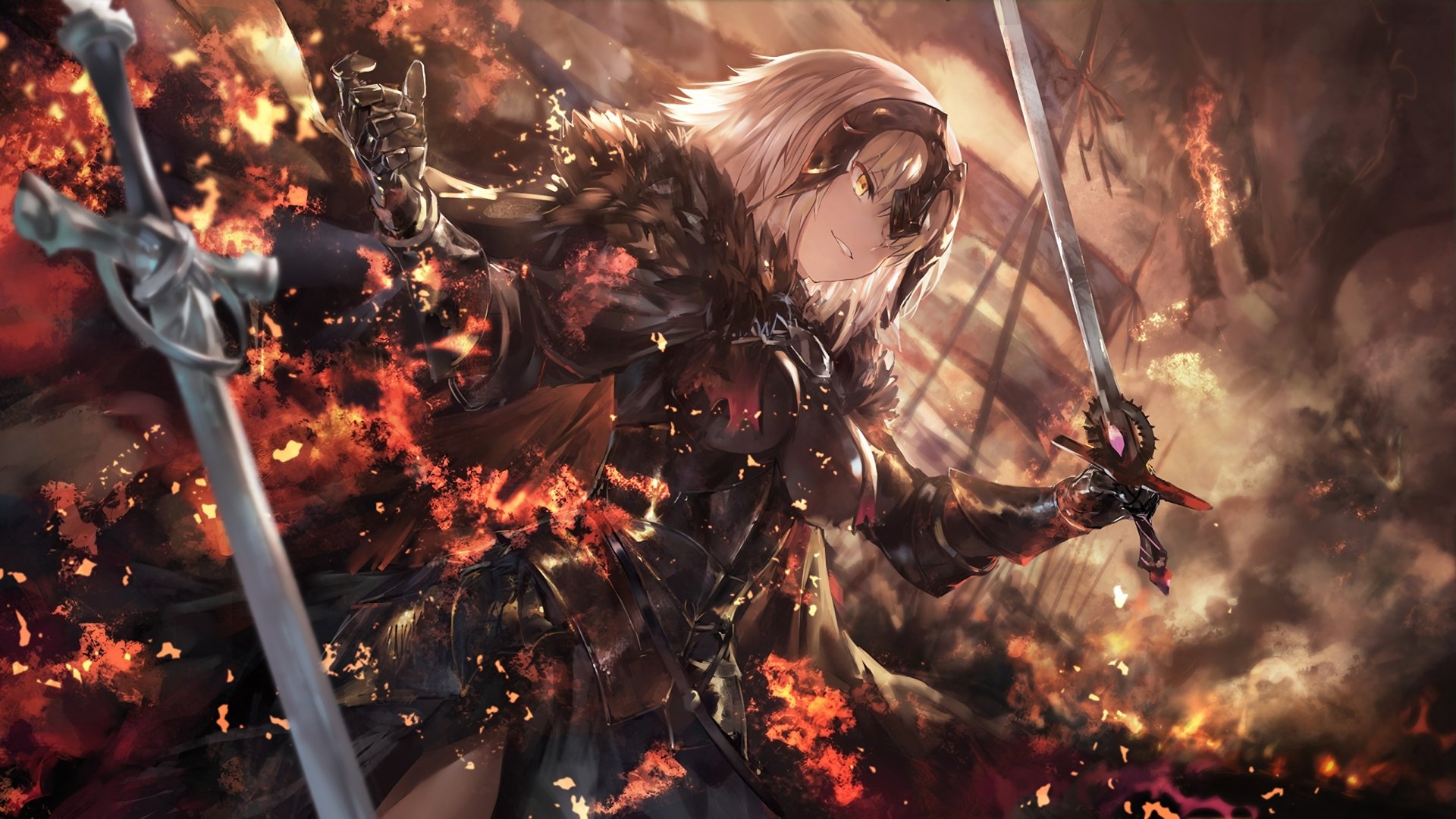 Jeanne d'Arc Alter in Flames - Fate/Grand Order HD Wallpaper by azomo
