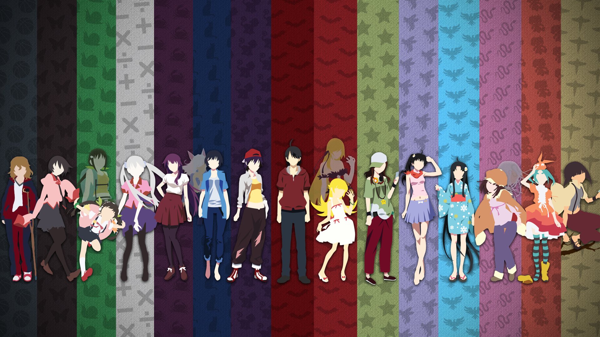 Monogatari Cast - Minimalist by Kaz_Kirigiri