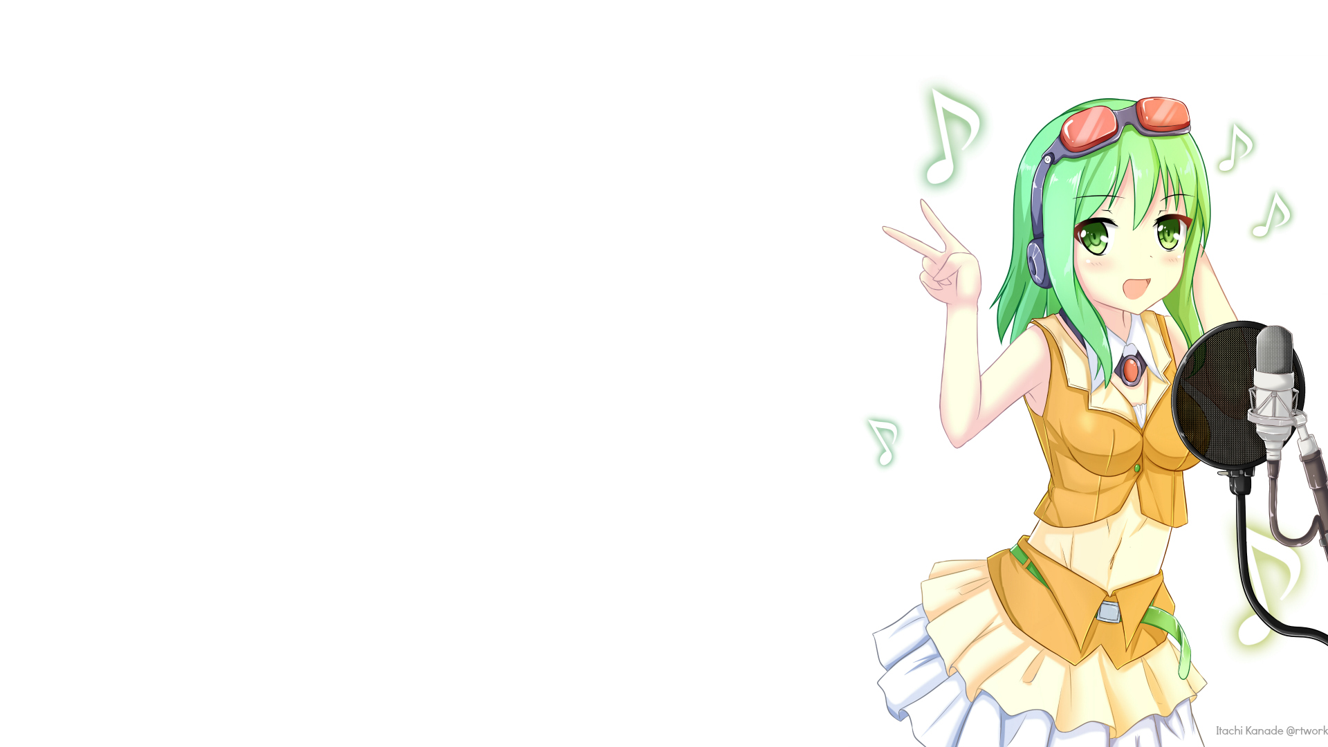 Download Microphone Green Eyes Green Hair Smile Short Hair GUMI ...