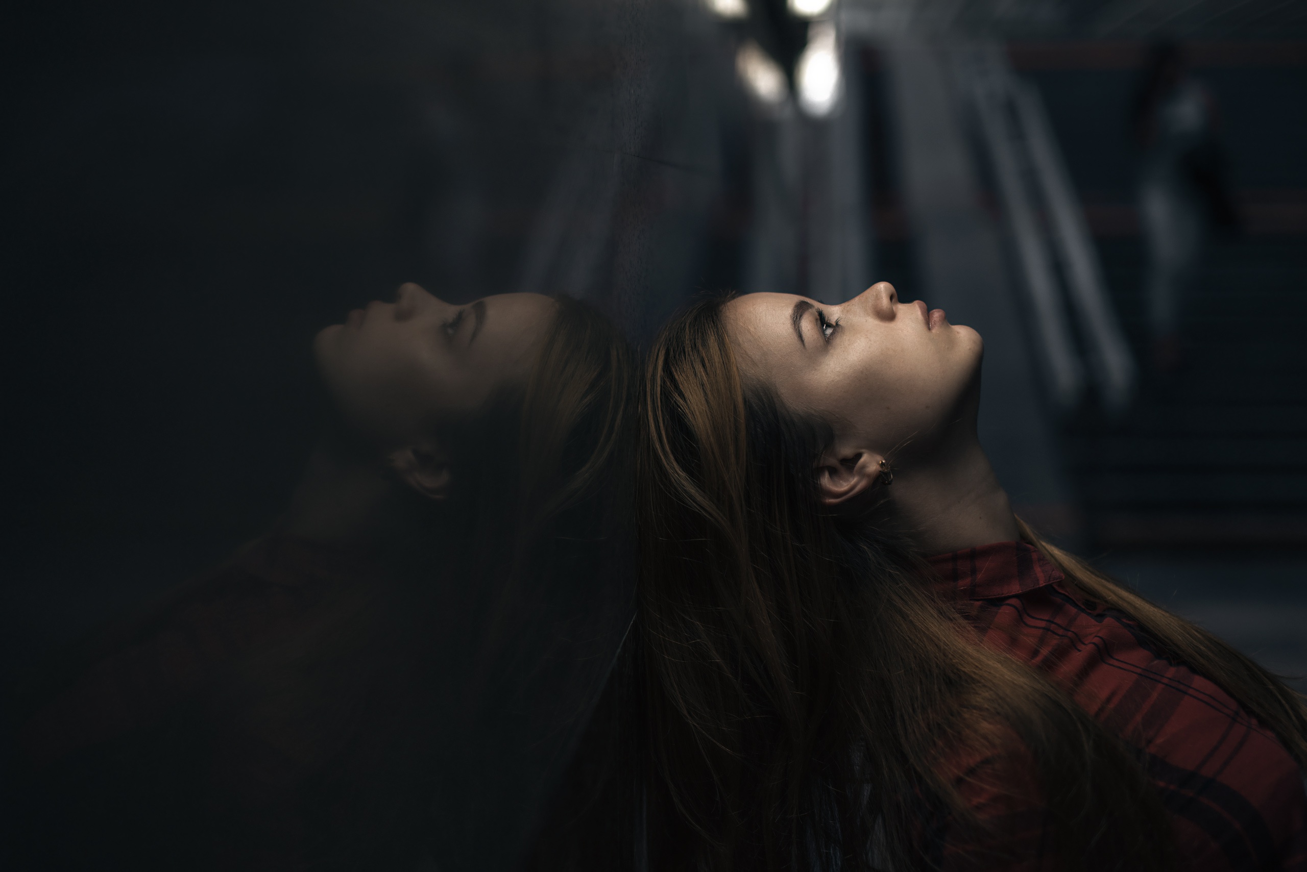 Download Brunette Reflection Model Woman Mood HD Wallpaper