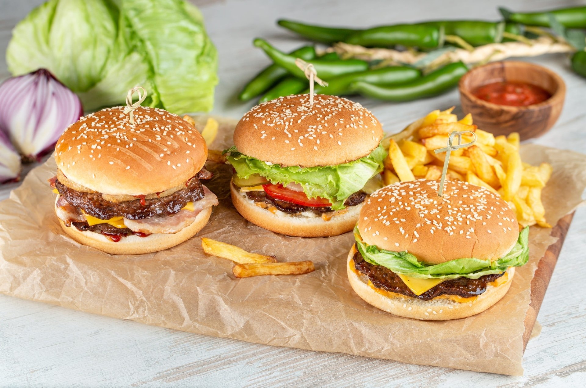 Delicious HD Burger Feast with Crispy French Fries – Perfect Still Life ...