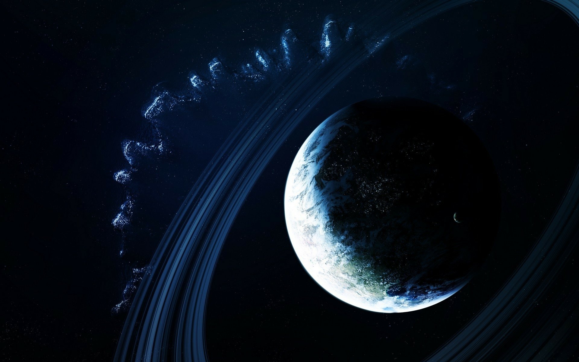 Galactic Rings Sci-Fi HD Wallpaper by Vadim Sadovski