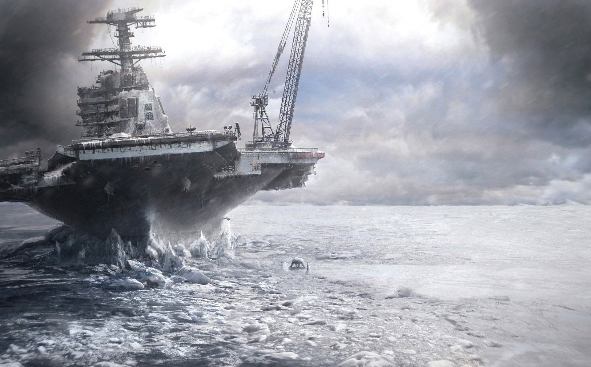 Download Aircraft Carrier Ship Ice Sci Fi Post Apocalyptic HD Wallpaper ...