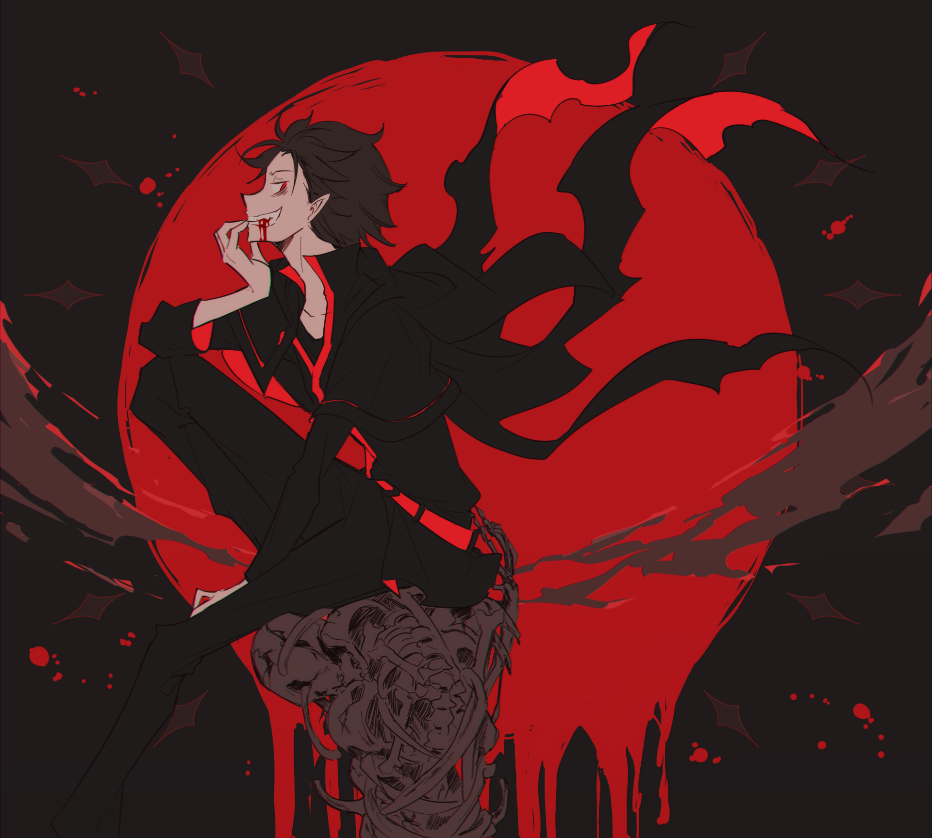 Subaru Natsuki in Dark Elegance – Re:Zero HD Anime Wallpaper by おわり