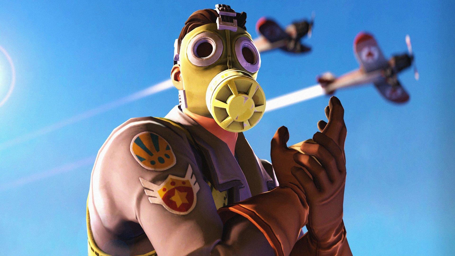 Fortnite 4K Ultra HD: Hero in Gas Mask Taking Flight | 5120x2880 ...