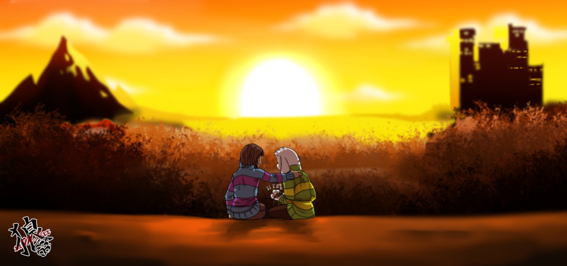Undertale HD: Asriel and Frisk Share a Sunset Moment