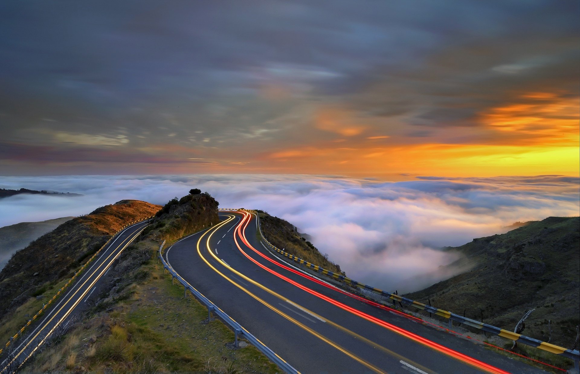 Download Fog Horizon Road Photography Time Lapse HD Wallpaper