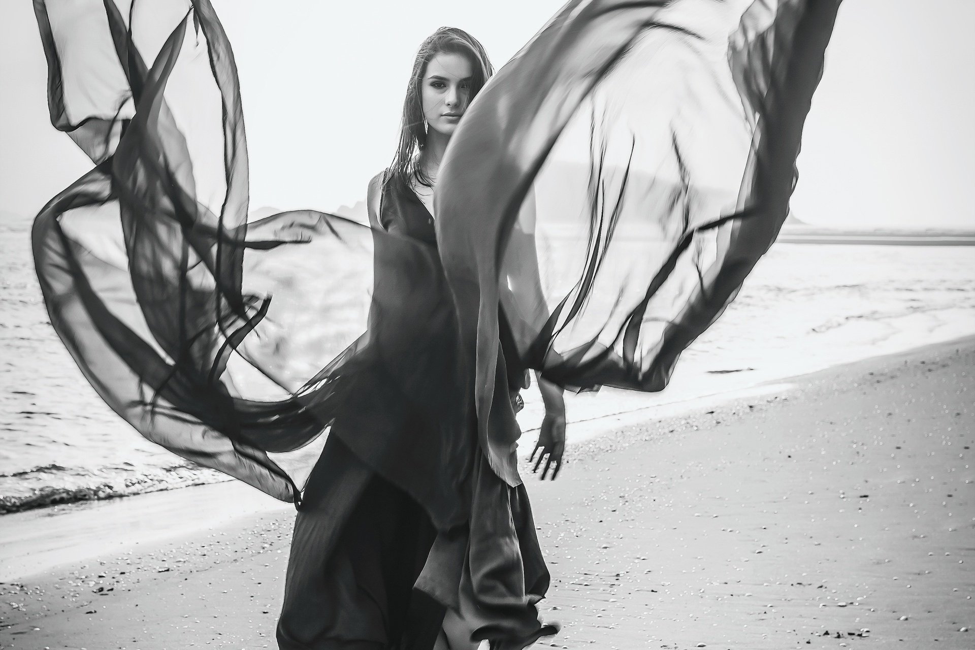 Download Dress Black & White Woman Model HD Wallpaper